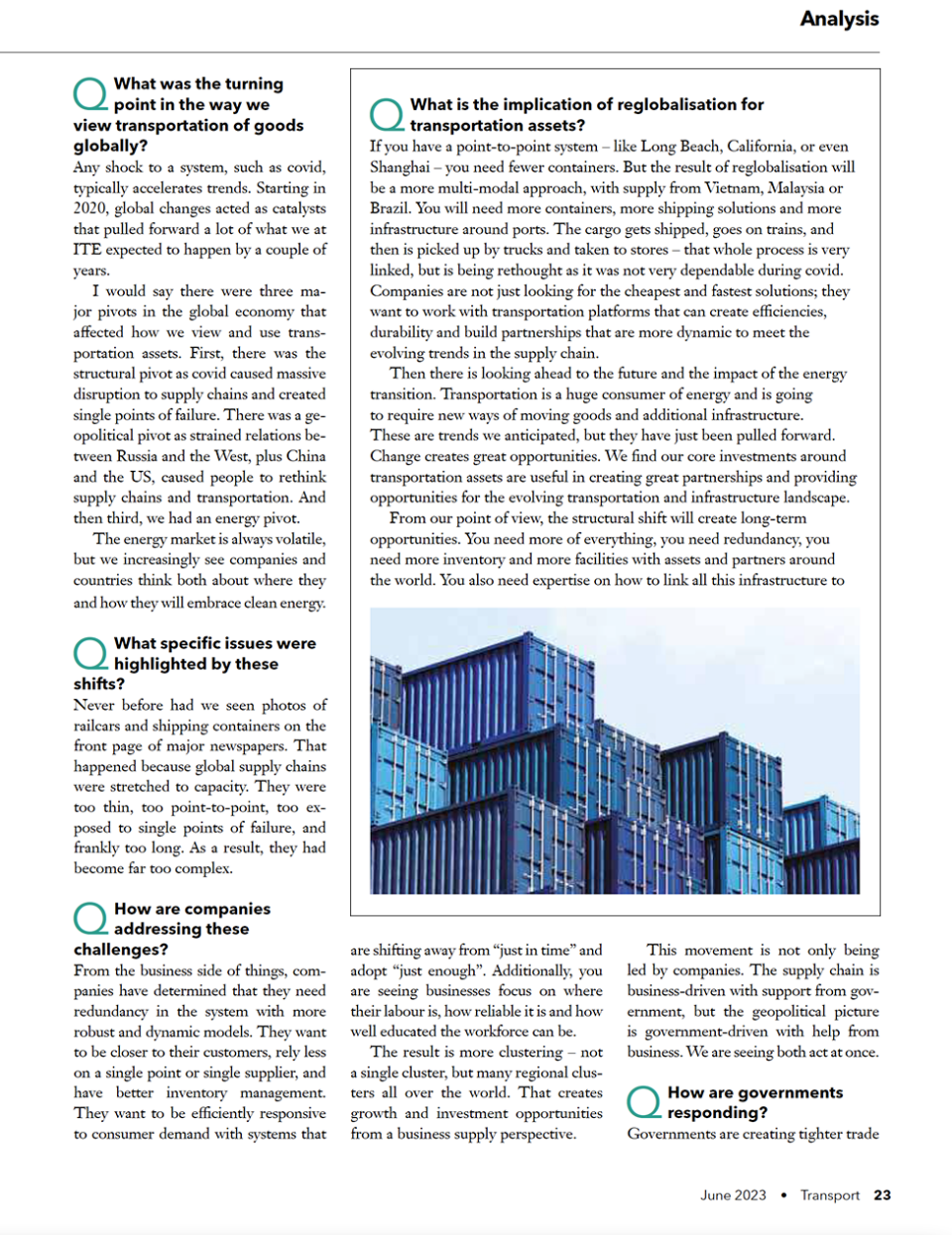 Reglobalizing the Supply Chain - ITE Management